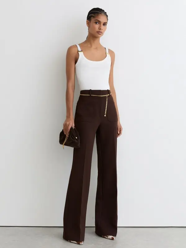 REISS Hardware-detail Vest - White/camel