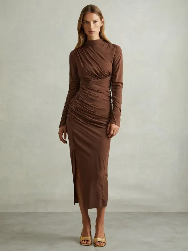 REISS Ruched Midi Dress