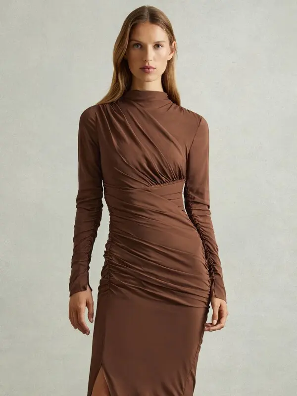 REISS Ruched Midi Dress
