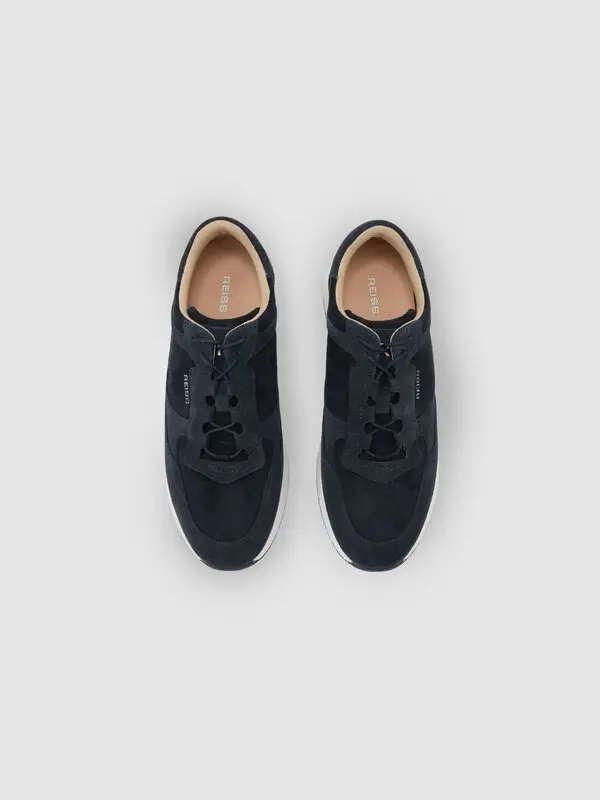 REISS Suede Lightweight Runner Trainers - Dark Navy