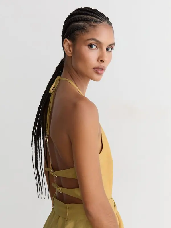 REISS Linen Open-back Wide-leg Jumpsuit