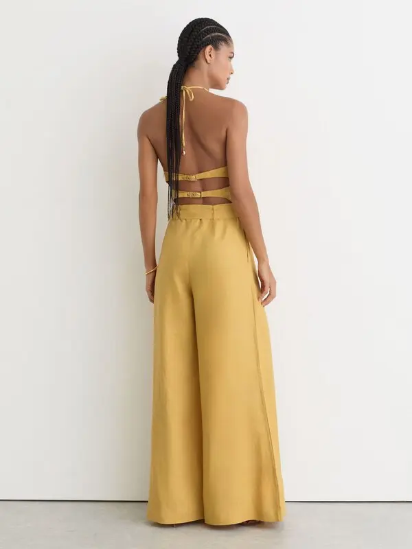 REISS Linen Open-back Wide-leg Jumpsuit