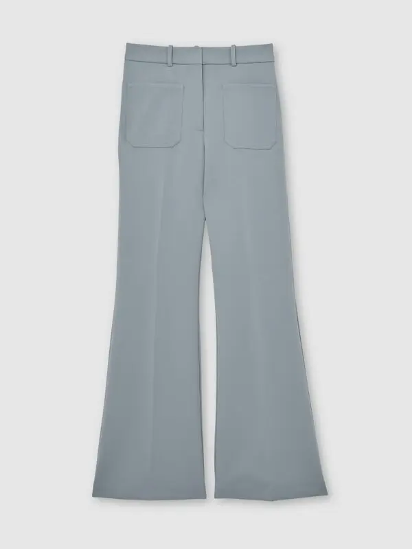 REISS Twill Patch-pocket Flared Trousers