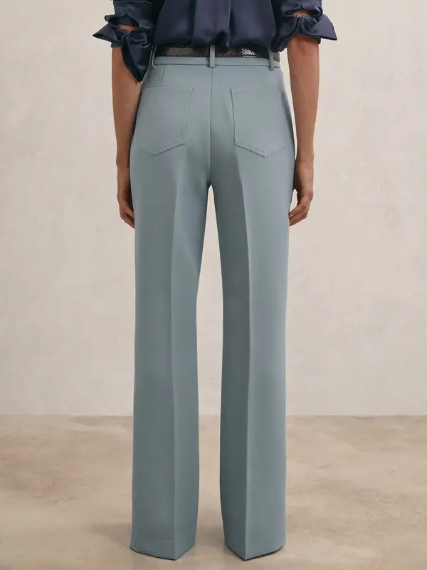 REISS Twill Patch-pocket Flared Trousers