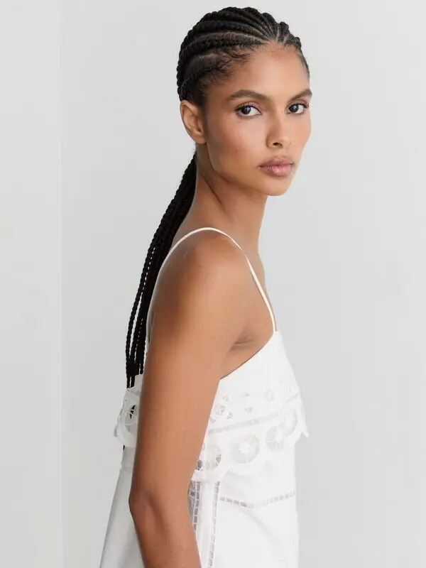 REISS Cotton Lace-detail Mini Dress