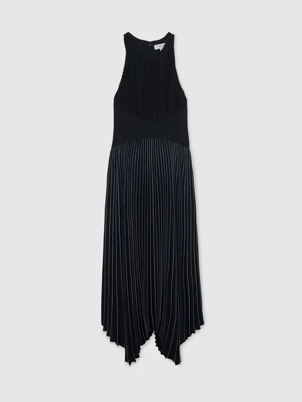 REISS Pleated Sleeveless Midi Dress