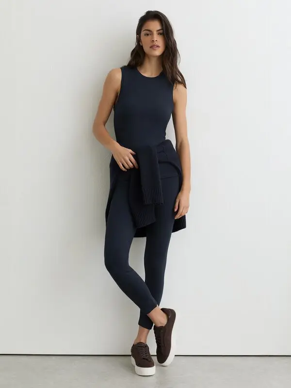 REISS High-waisted Full-length Leggings - Navy