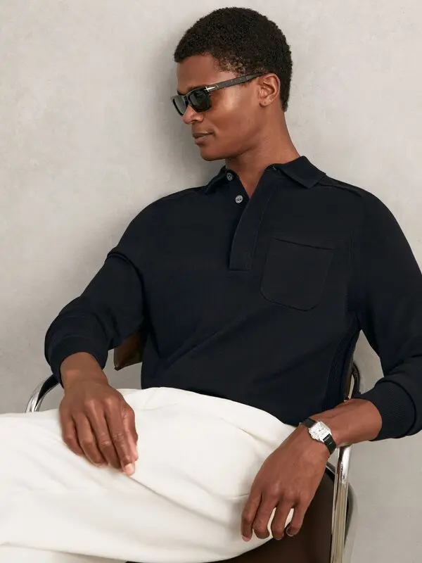 REISS Cotton Concealed-placket Polo Shirt