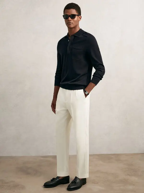 REISS Cotton Concealed-placket Polo Shirt