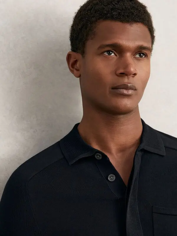 REISS Cotton Concealed-placket Polo Shirt