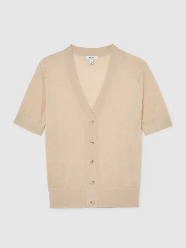REISS Seren Short-sleeve V-neck Cardigan