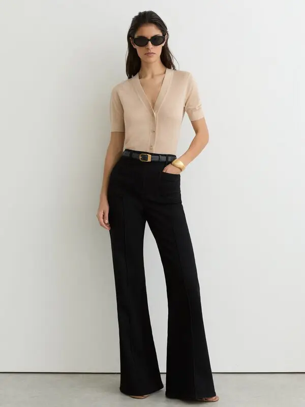 REISS Seren Short-sleeve V-neck Cardigan