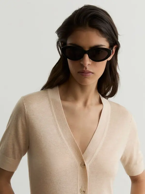 REISS Seren Short-sleeve V-neck Cardigan