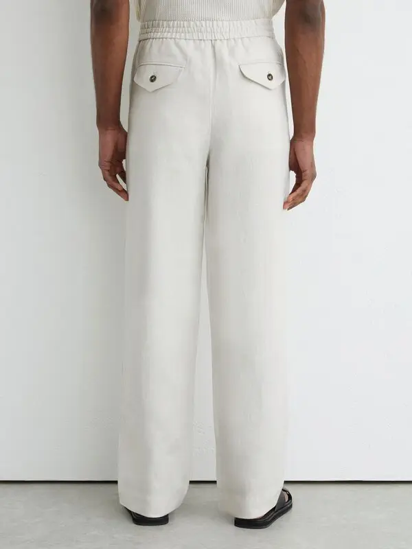 REISS Linen Relaxed-fit Drawstring Trousers - Stone