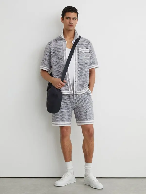 REISS Cotton Crochet Button-through Shirt