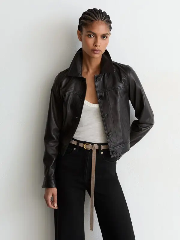 REISS Cotton- Wide-leg Jeans - Black