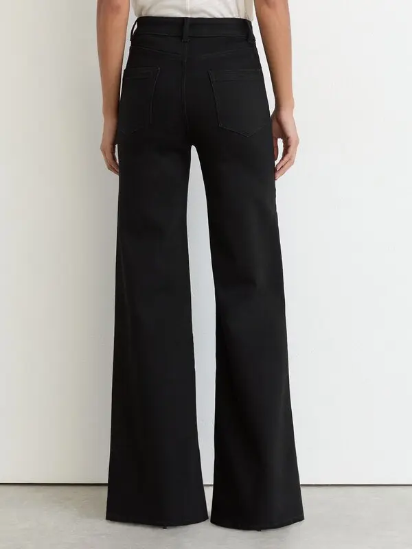 REISS Cotton- Wide-leg Jeans - Black