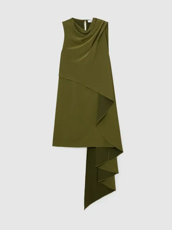 REISS Drape-detail Layered Mini Dress - Green