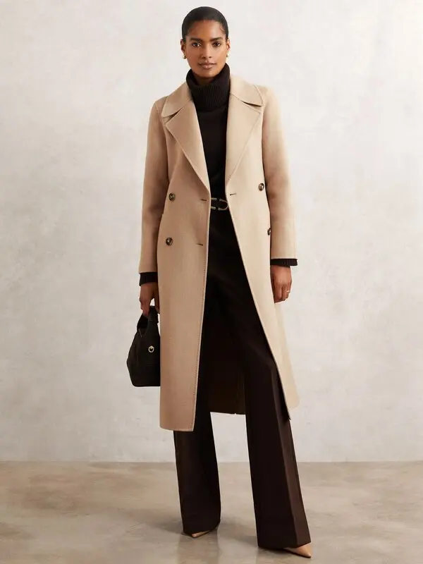 REISS Double-breasted Blindseam Coat Wool-blend
