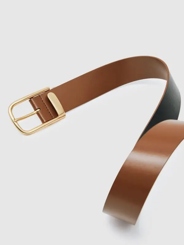 REISS Leather Half-keeper Belt