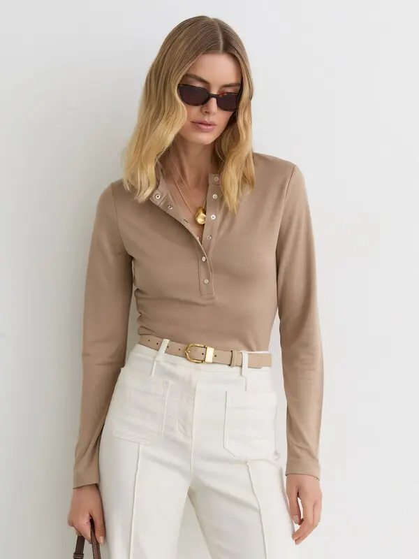 REISS Jersey Long-sleeve Henley Top