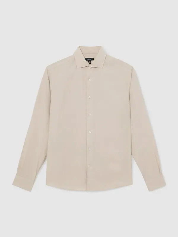 REISS Blend Regular-fit Shirt - Stone