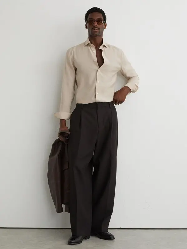 REISS Blend Regular-fit Shirt - Stone