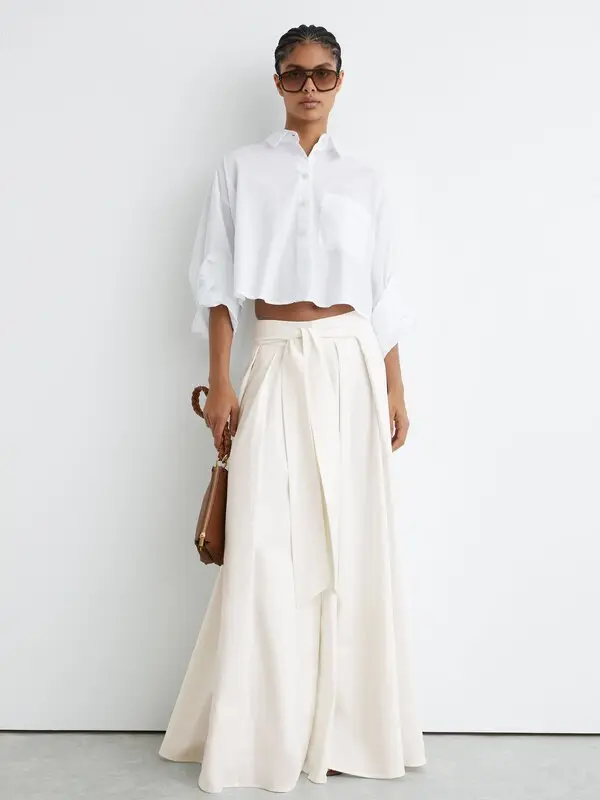 REISS Cotton-blend Pleated Maxi Skirt