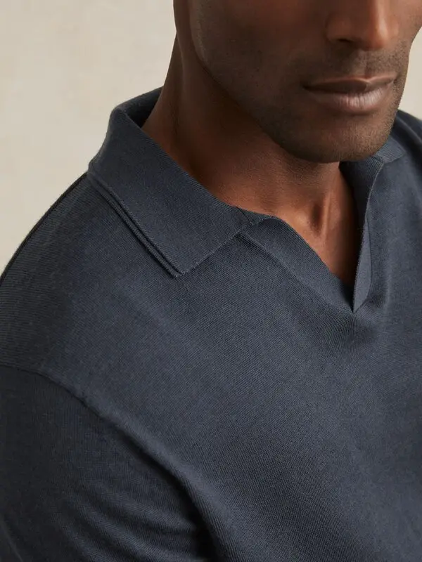 REISS Wool Open-collar Polo Shirt