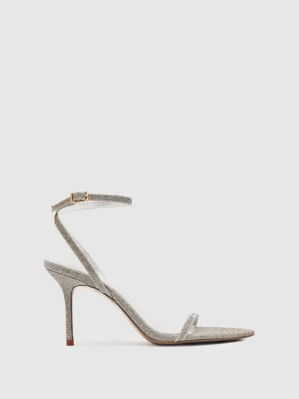 REISS Strappy Stiletto Sandals - Silver