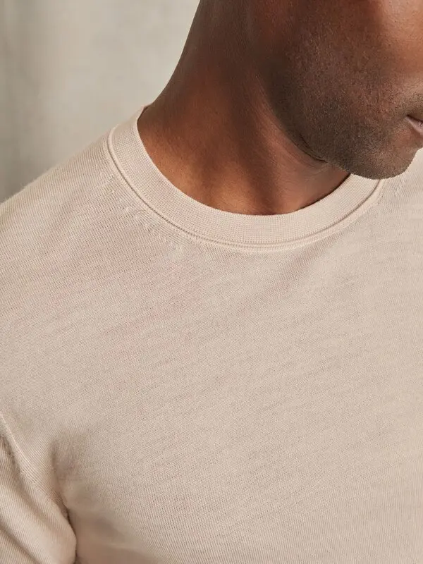REISS Merino Wool Crew Neck Jumper - Beige