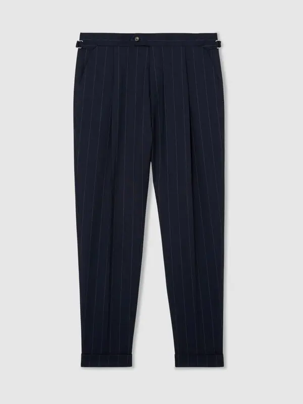 REISS Virgin Wool Pinstripe Side-adjuster Suit Trousers Tailored-fit