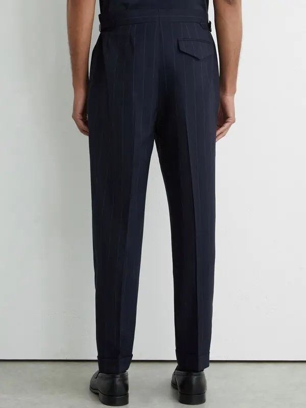 REISS Virgin Wool Pinstripe Side-adjuster Suit Trousers Tailored-fit