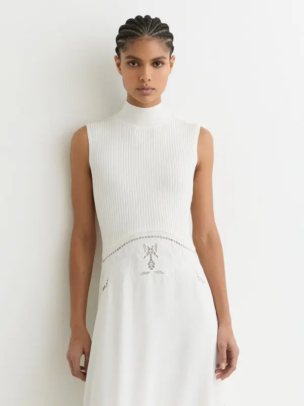 REISS Knit Woven Midi Dress