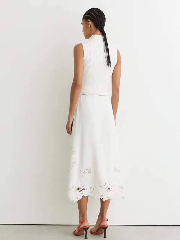 REISS Knit Woven Midi Dress