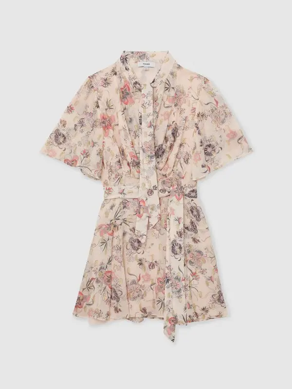 REISS Metallic-floral Flippy Mini Dress