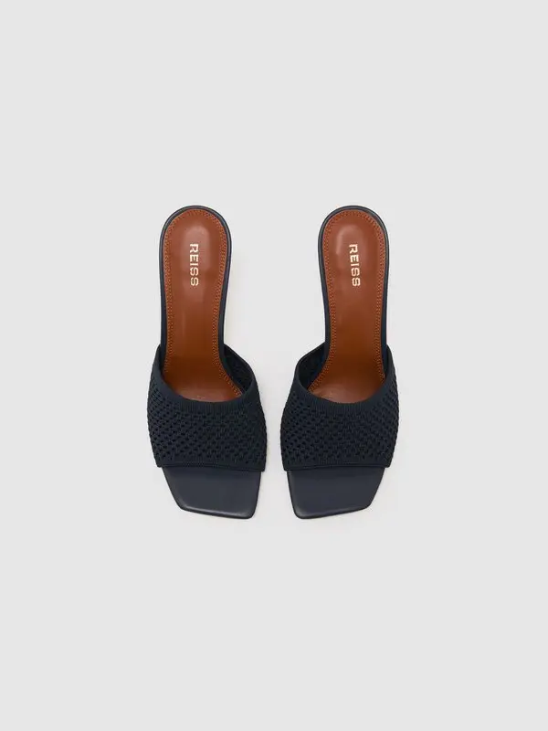 REISS Knitted Open-toe Heeled Mules