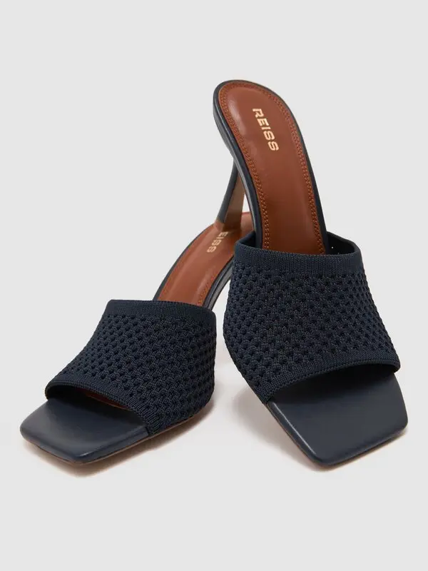 REISS Knitted Open-toe Heeled Mules