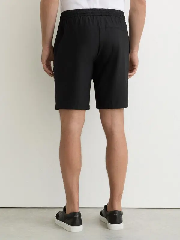 REISS Ajay Seersucker Drawstring Shorts - Black