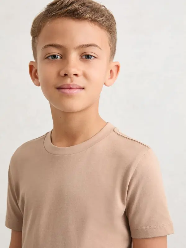 REISS 9-13 Yrs Cotton Crew-neck T-shirt - Stone