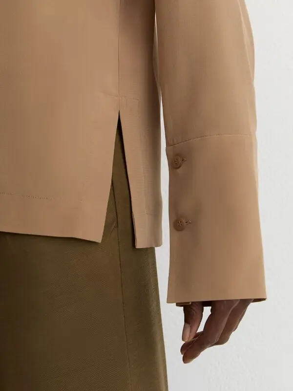 REISS Matte-silk Open-collar Blouse