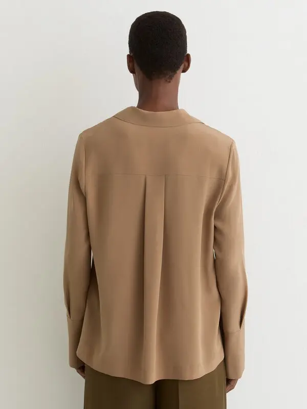REISS Matte-silk Open-collar Blouse