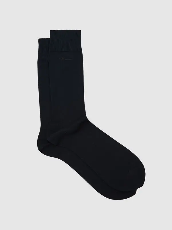 REISS Cotton-blend Script-logo Socks - Navy