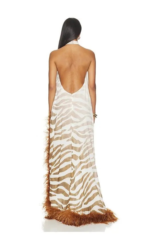 BRONX BANCO Madeline Zebra Halterneck Gown In . Also