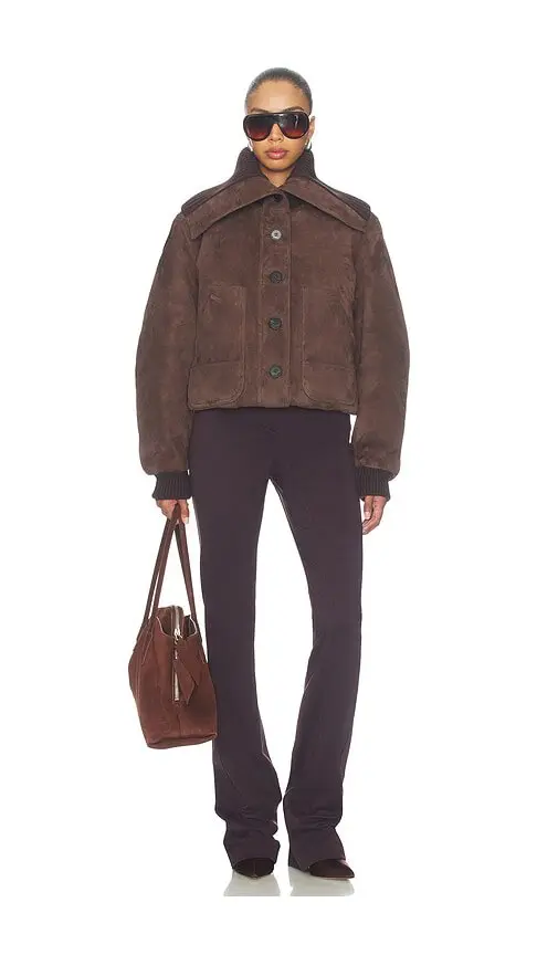 Attico Suede Bomber Jacket In . Also