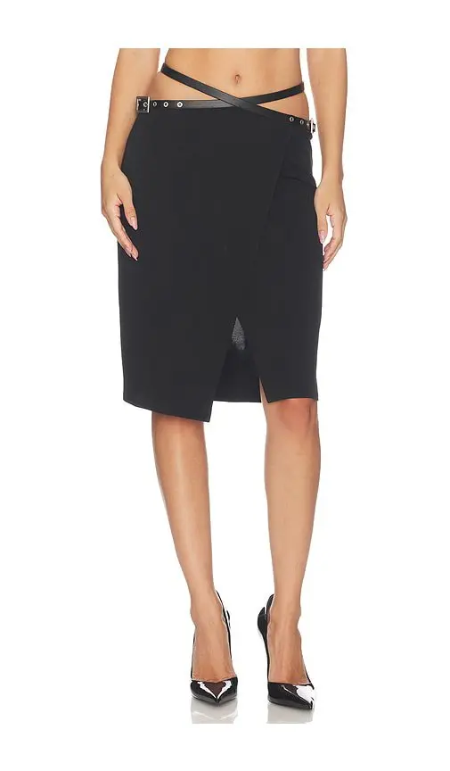 HAELO Belted Wrap Skirt In . Also - Black