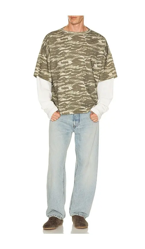 Rhude Tiger Camo Double Layer Tee In . Also