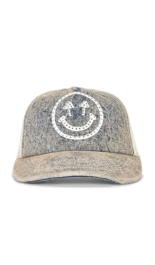 HAPPY CAPS Rhinestone Smiley Meshback Hat