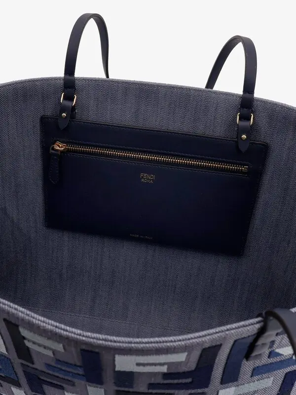 Fendi Roll Large Jacquard Ff Fabric Tote Bag