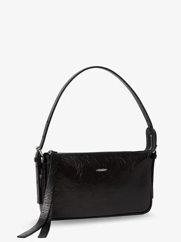 Fendi Zip Top Small Vintage-effect Leather Shoulder Bag